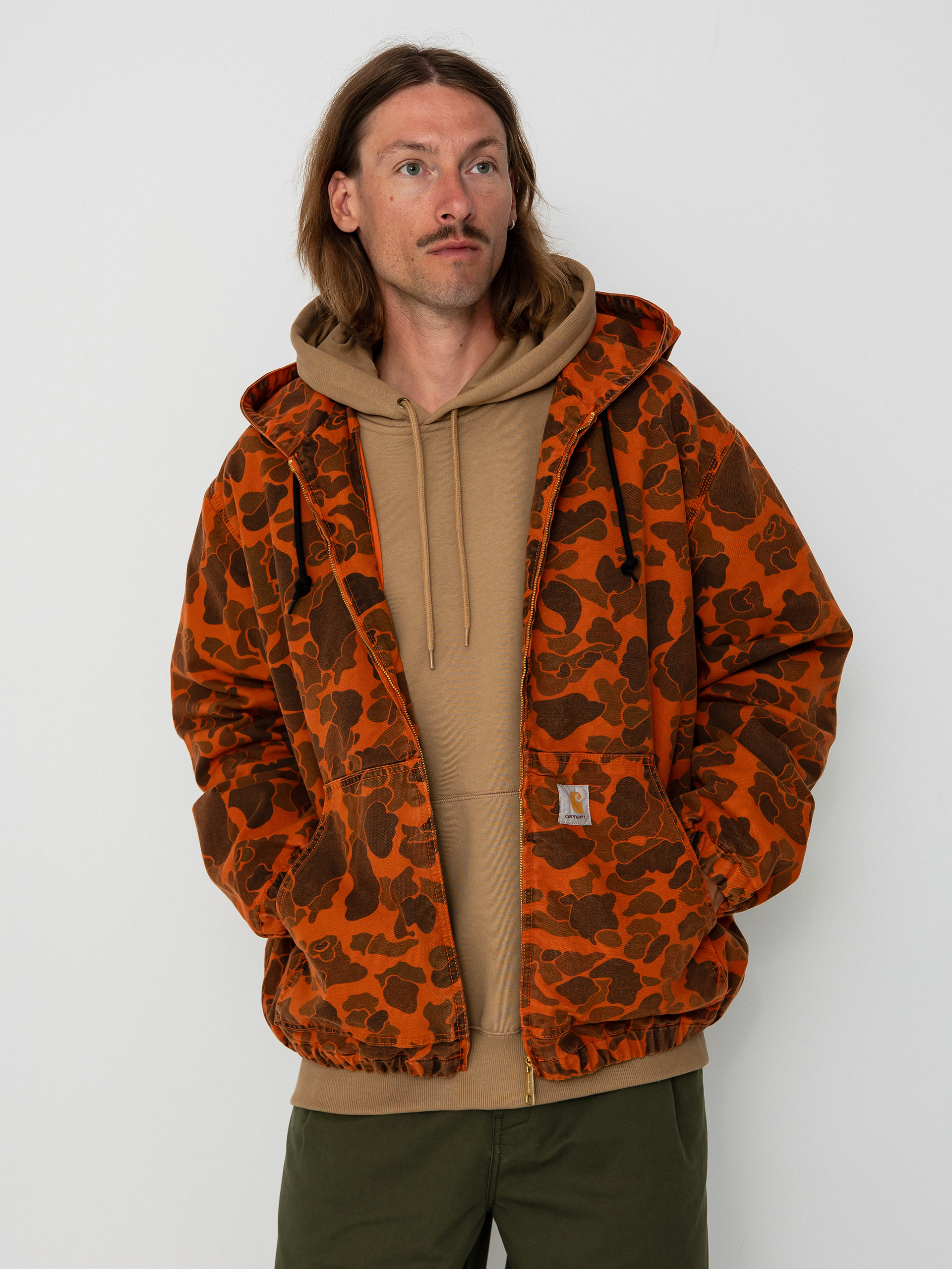Geacă Carhartt WIP Duck Active - roșu (camo duck/green/turmeric)